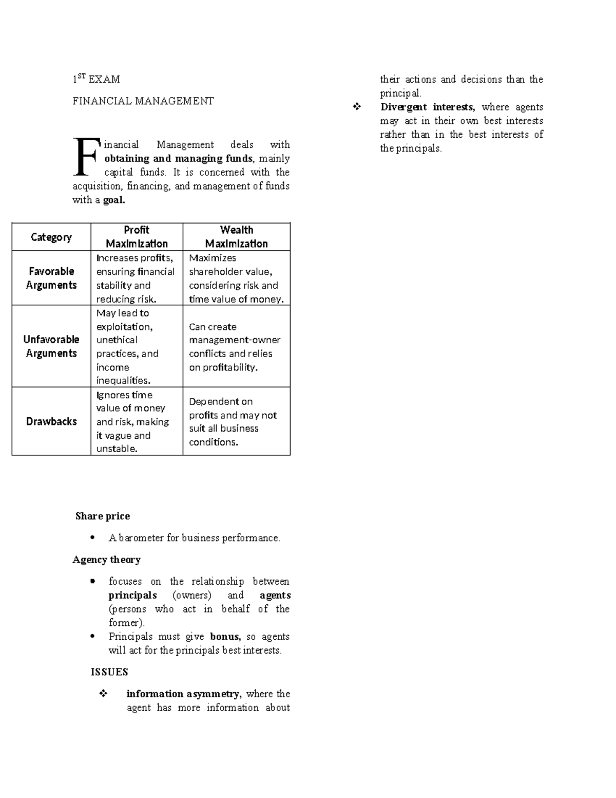 FINANCE 101 - 1ST EXAM Reviewer: Key Concepts in Management - Studocu