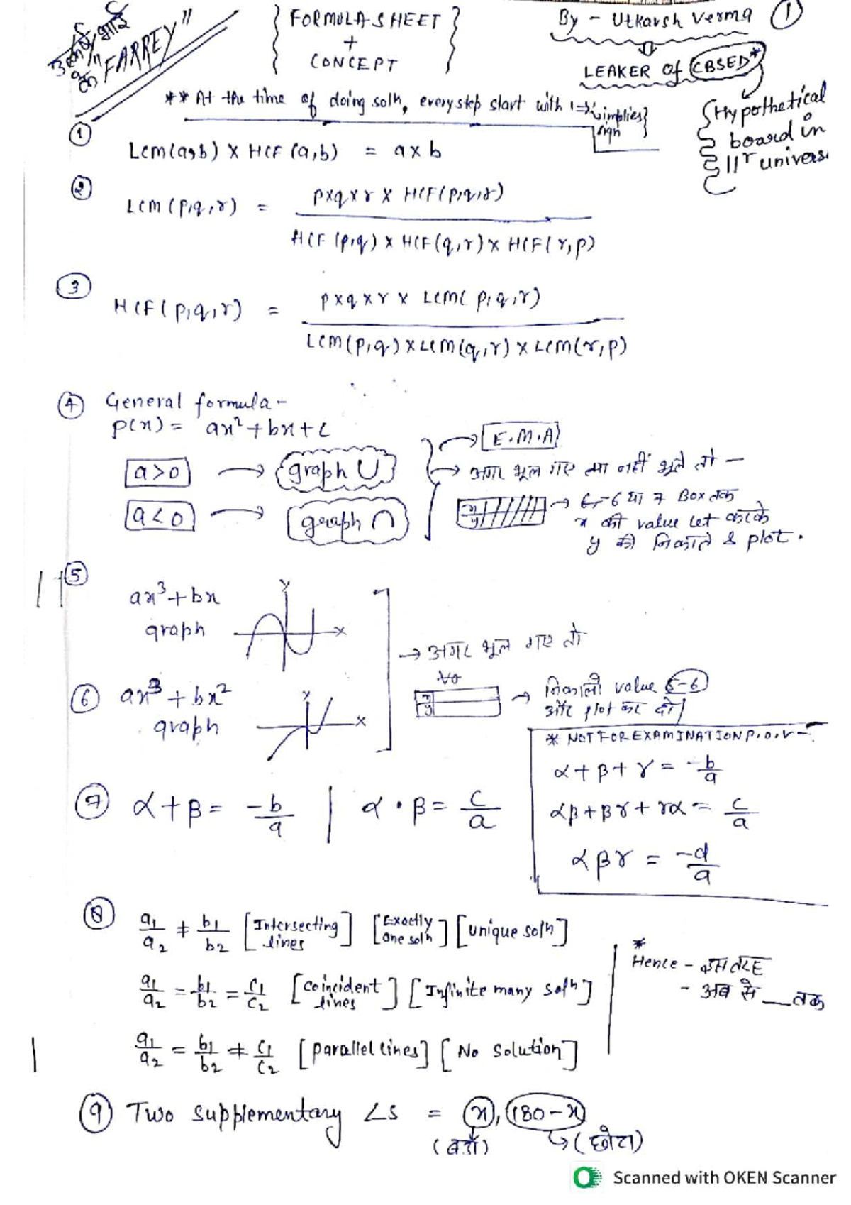 10th Std Math Formulae & Concepts for Exam Preparation - Studocu