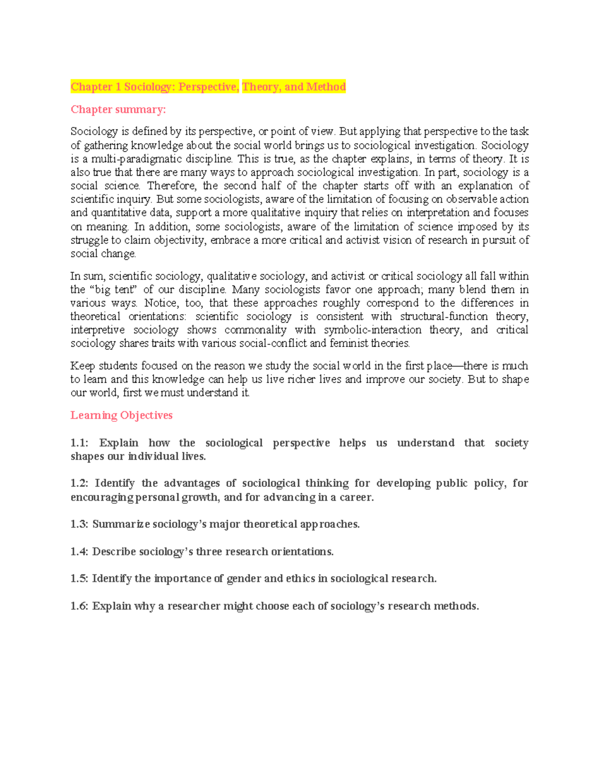 Ch1 SOC 101: Understanding Sociology - Perspectives, Theories & Methods ...