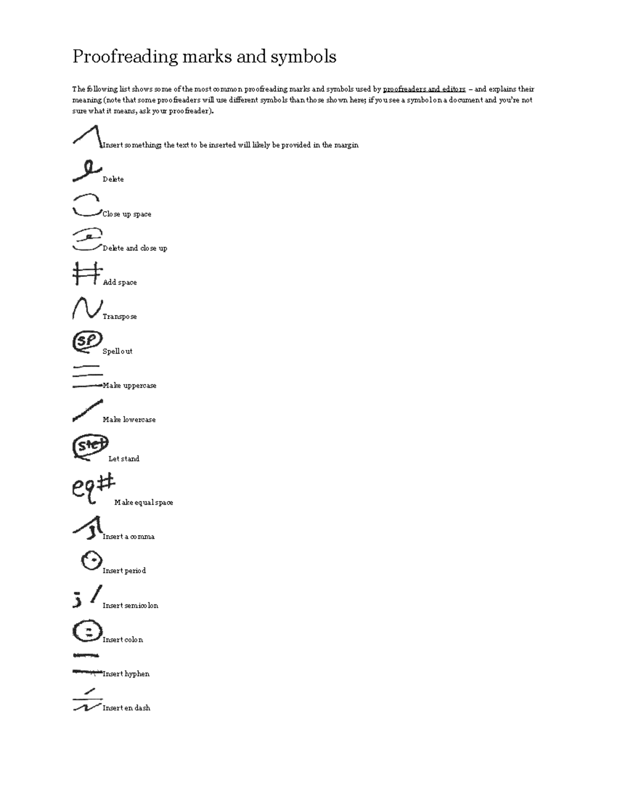 Proofreading Marks & Symbols: A Guide for Editors and Proofreaders ...