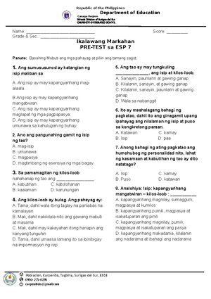 Banghay Aralin SA Pagsusulit - BANGHAY ARALIN SA PAGSUSULIT Ikatlong ...