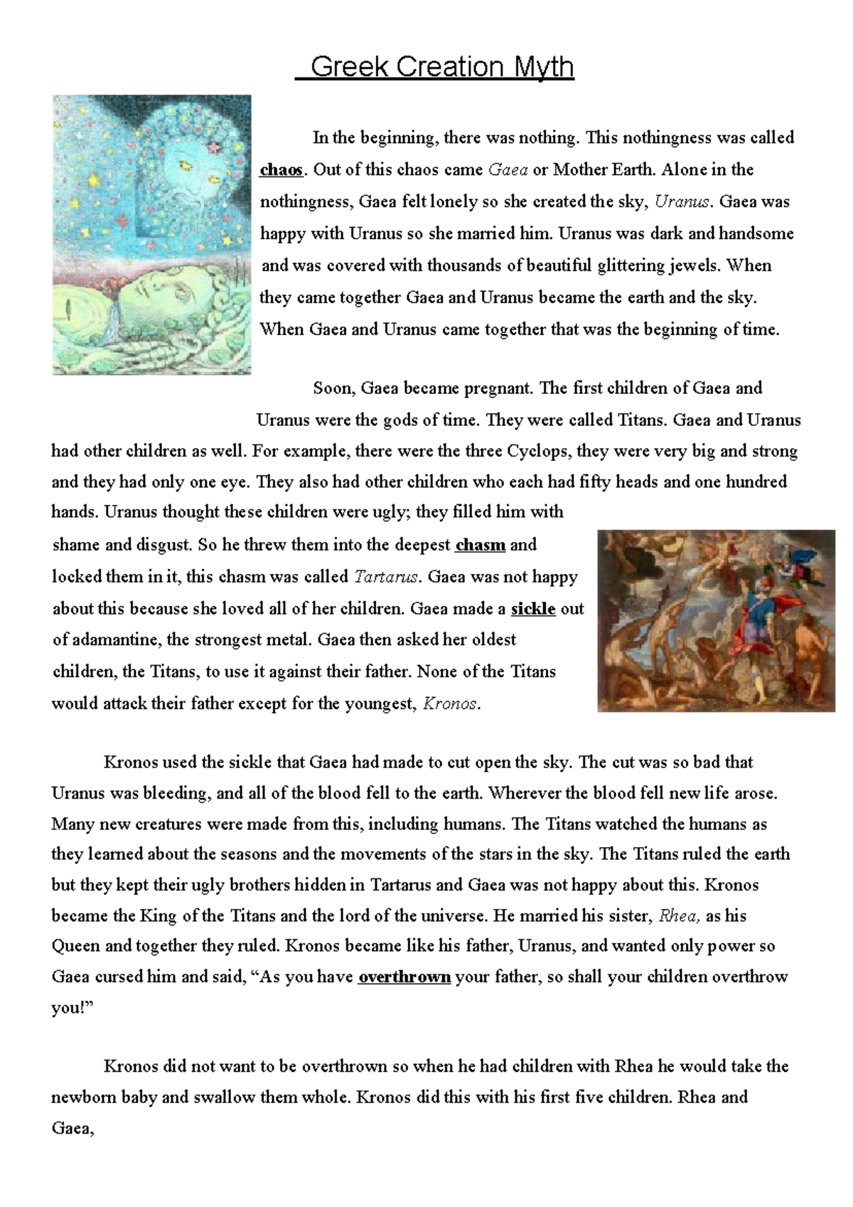 1. Greek Creation Myth - greeek myths - Greek Creation Myth In the ...