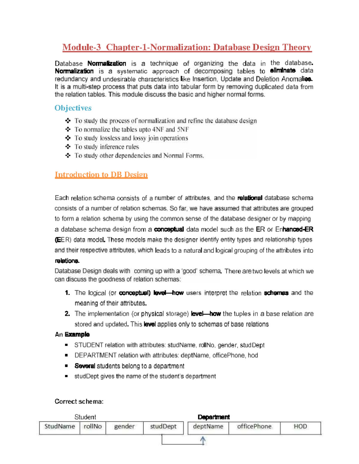 DBMS Module 3: Database Design Theory & Guidelines - Studocu