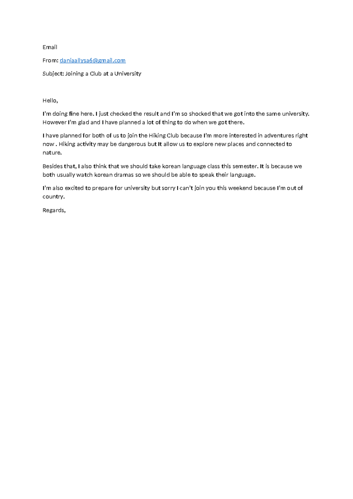 LCC: Joining a University Club & A Short Story Reflection - Studocu