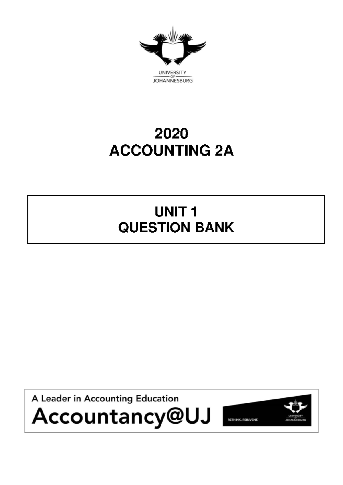 Unit 1-Question bank - 2020 ACCOUNTING 2A UNIT 1 QUESTION BANK AC ...