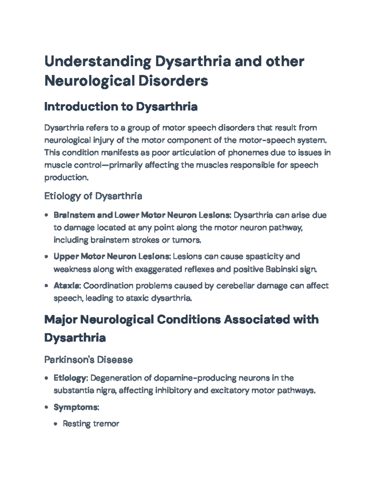 Understanding Dysarthria and Neurological Disorders: Overview ...
