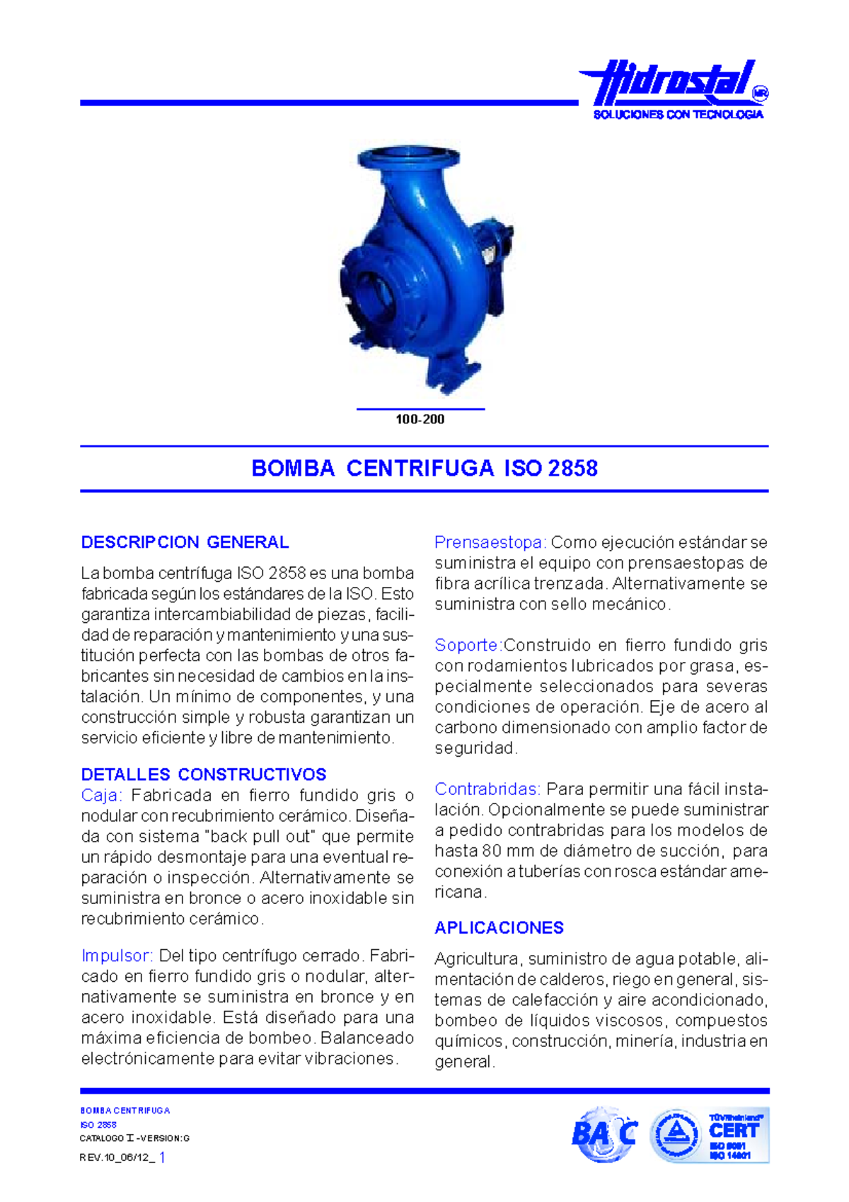 Catálogo de Bomba Centrífuga ISO 2858 - Versión G - Studocu