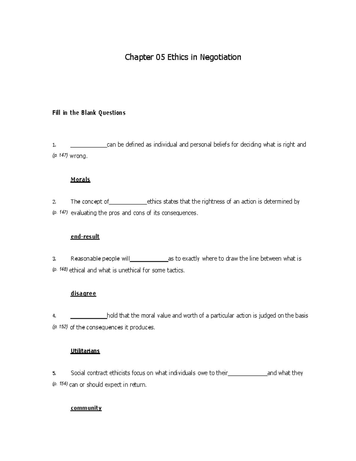 Chapter 05 Ethical Considerations in Negotiation Practices - Studocu