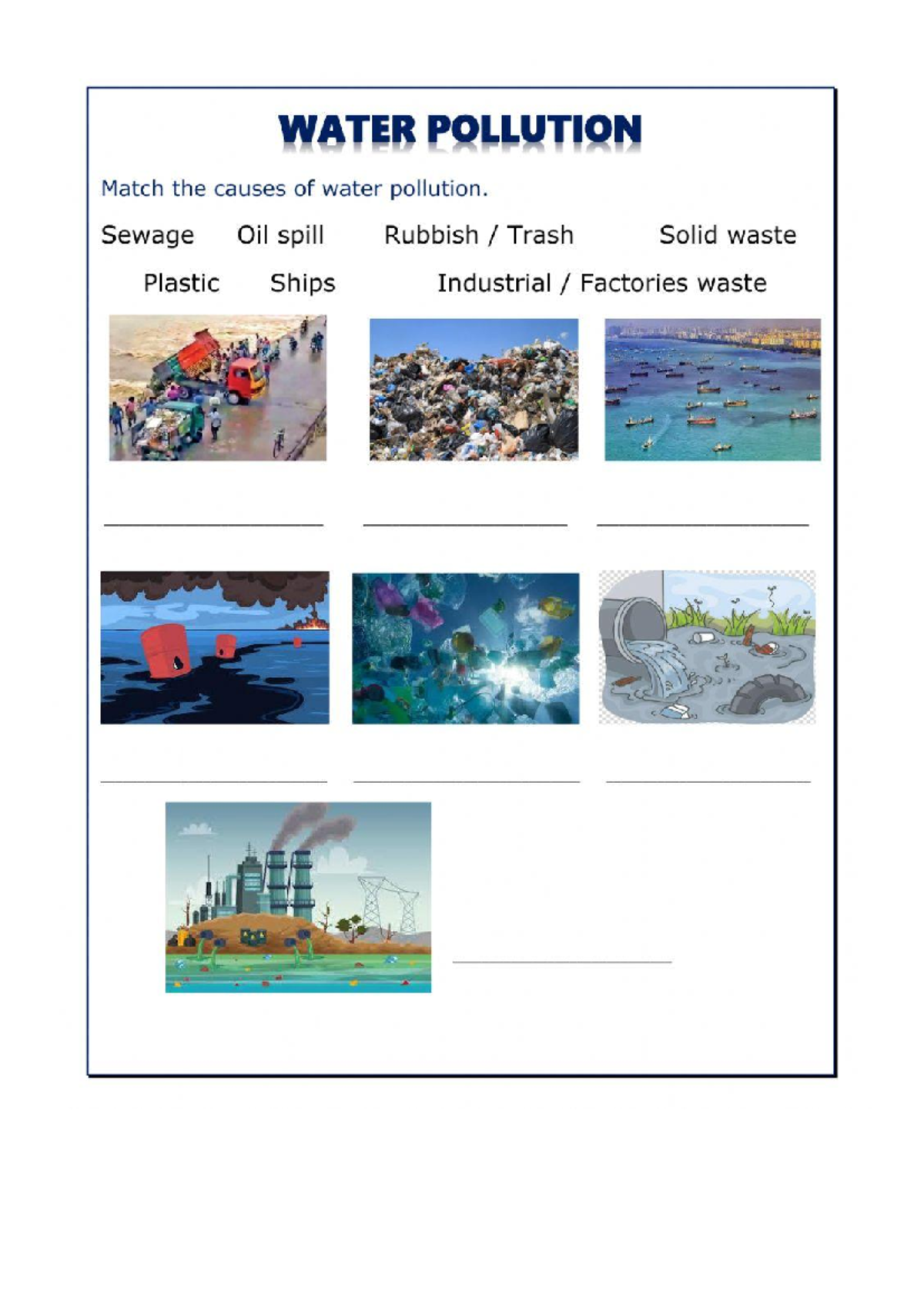 Dylan Solis - waterpollutantsworksheet 204998 - WATER POLLUTION Match the causes of water ...