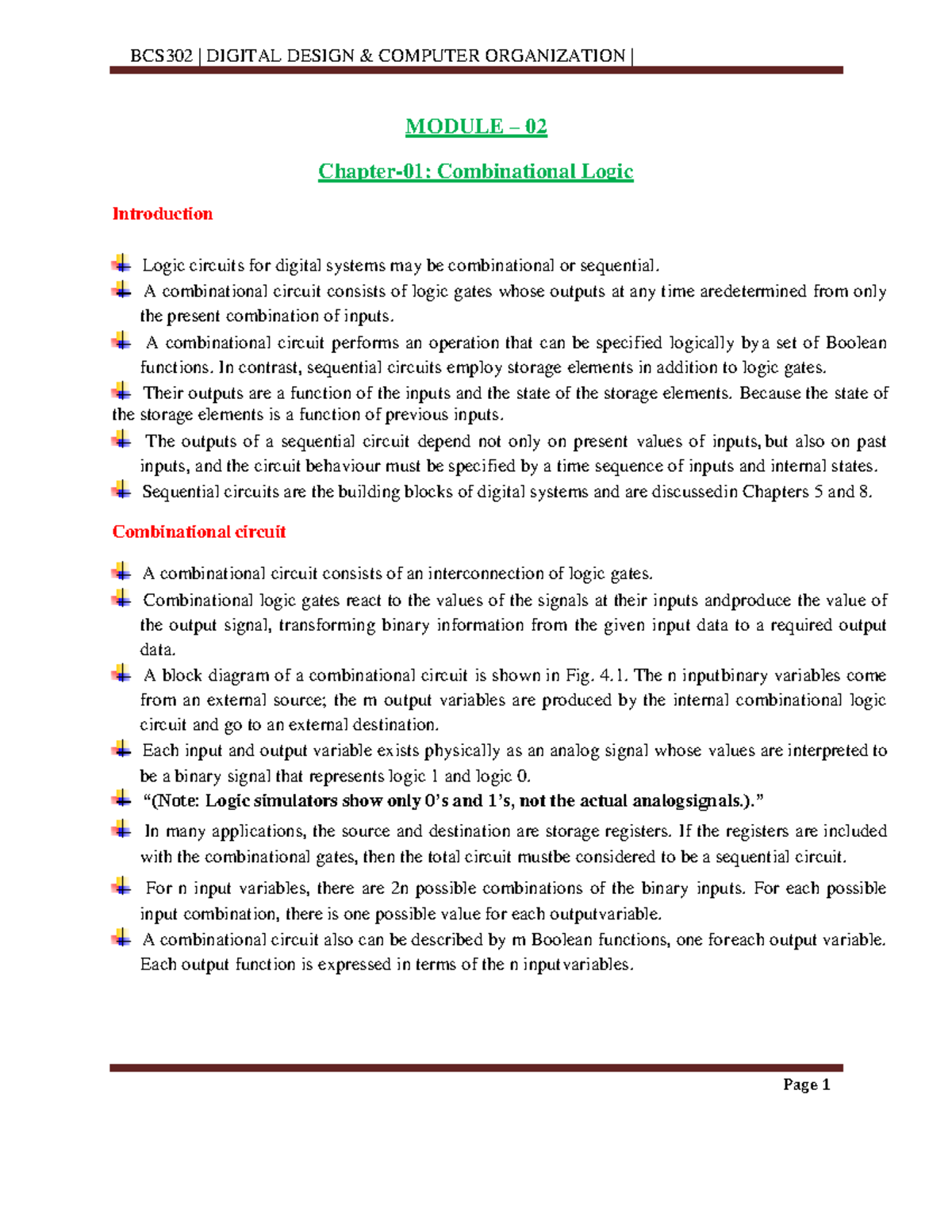 BCS302 DIGITAL DESIGN: Module 02 Combinational Logic Overview - Studocu