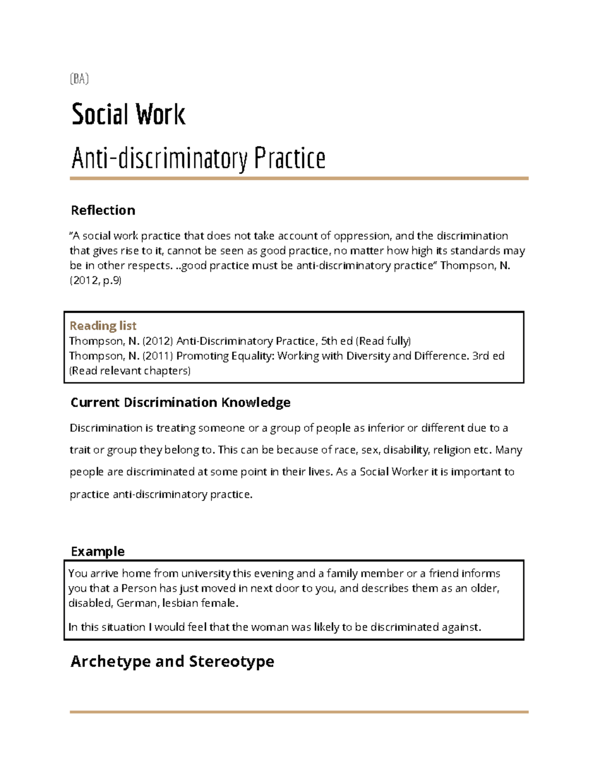 Anti-discriminatory Practice Whole Module - (BA) Social Work Anti ...