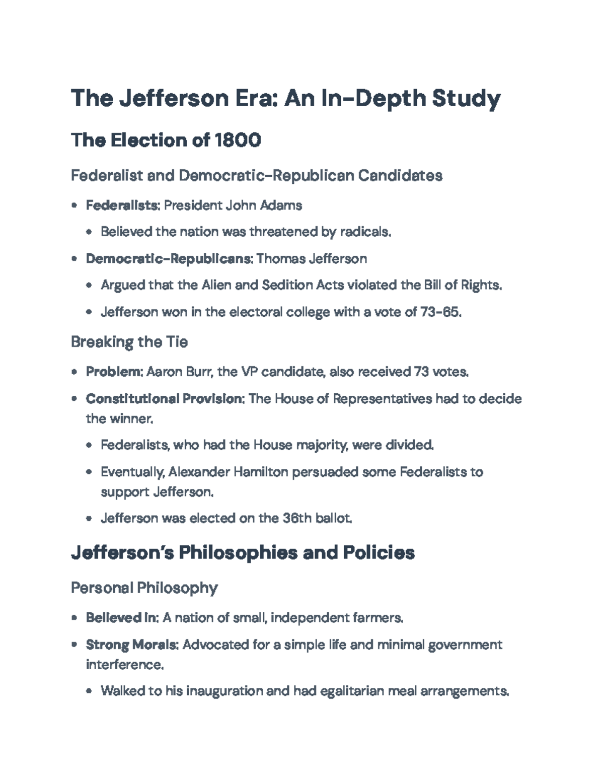 The Jefferson Era: Electoral Conflict and the War of 1812 Overview ...