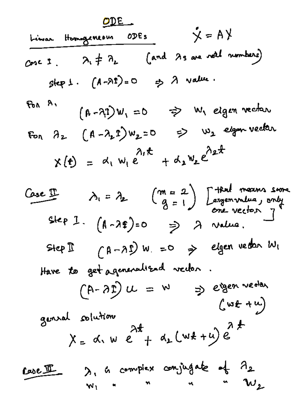Note 23 aug ode - ODE summary and select problem sheet answers - ODE ...