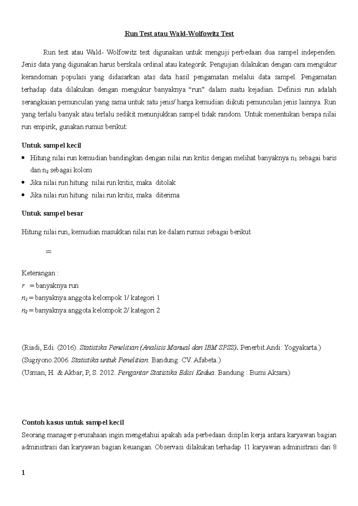 Uji Run Test dan Wald-Wolfowitz Test dengan SPSS - Statistika ...