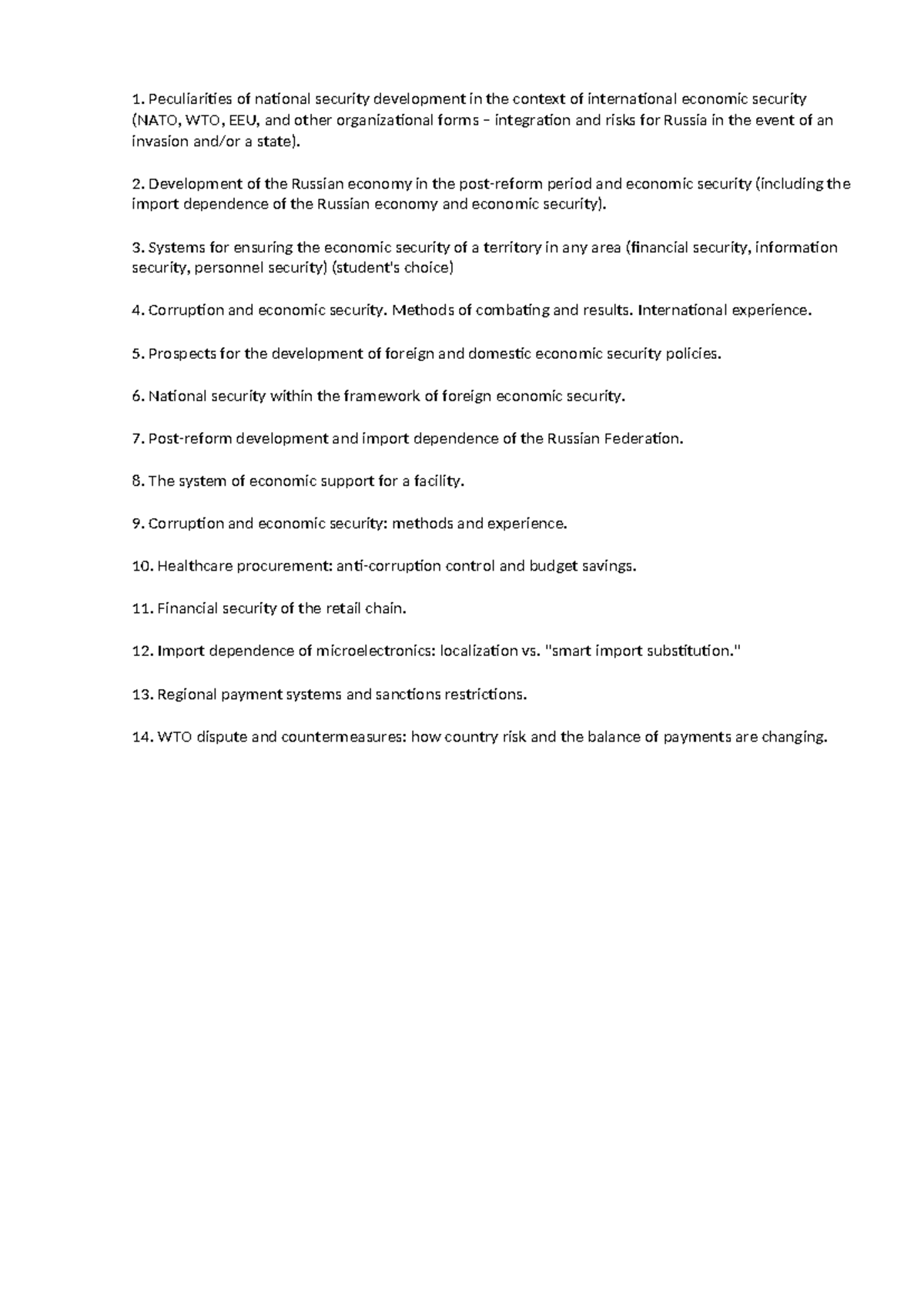 Case Task - National Security & Economic Security Analysis (NATO, WTO ...