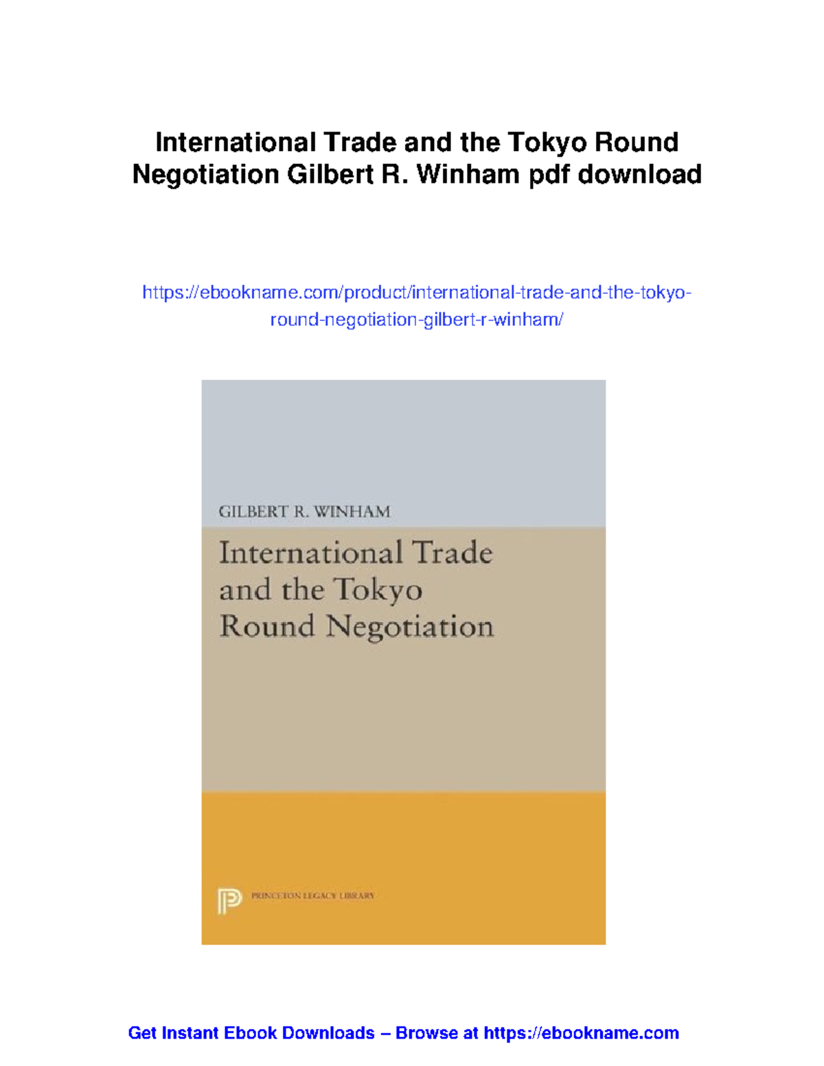 International Trade and the Tokyo Round Negotiation: A Comprehensive ...