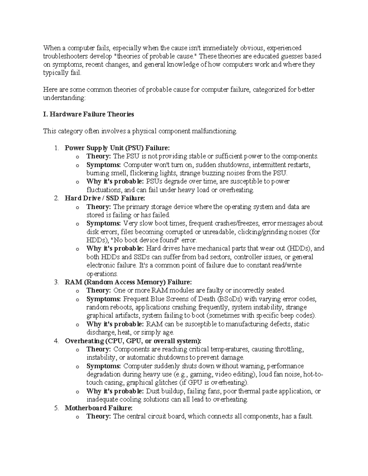 Theories of Probable Cause for Computer Failures: A Comprehensive Guide ...