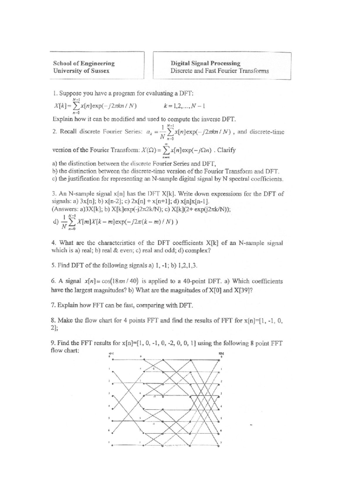 Exercises of DSP 09 - Digital Signal Processing Tasks and Solutions - Studocu
