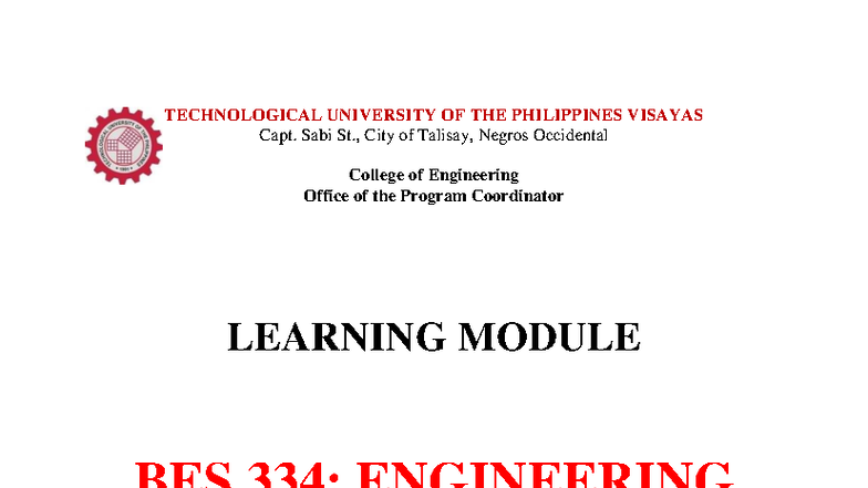 BES 334: Engineering Economy Learning Module - Week 6 - Studocu