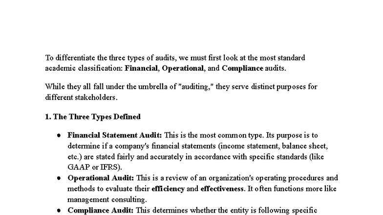 3 Audit Types Overview: Financial, Operational, & Compliance - Studocu