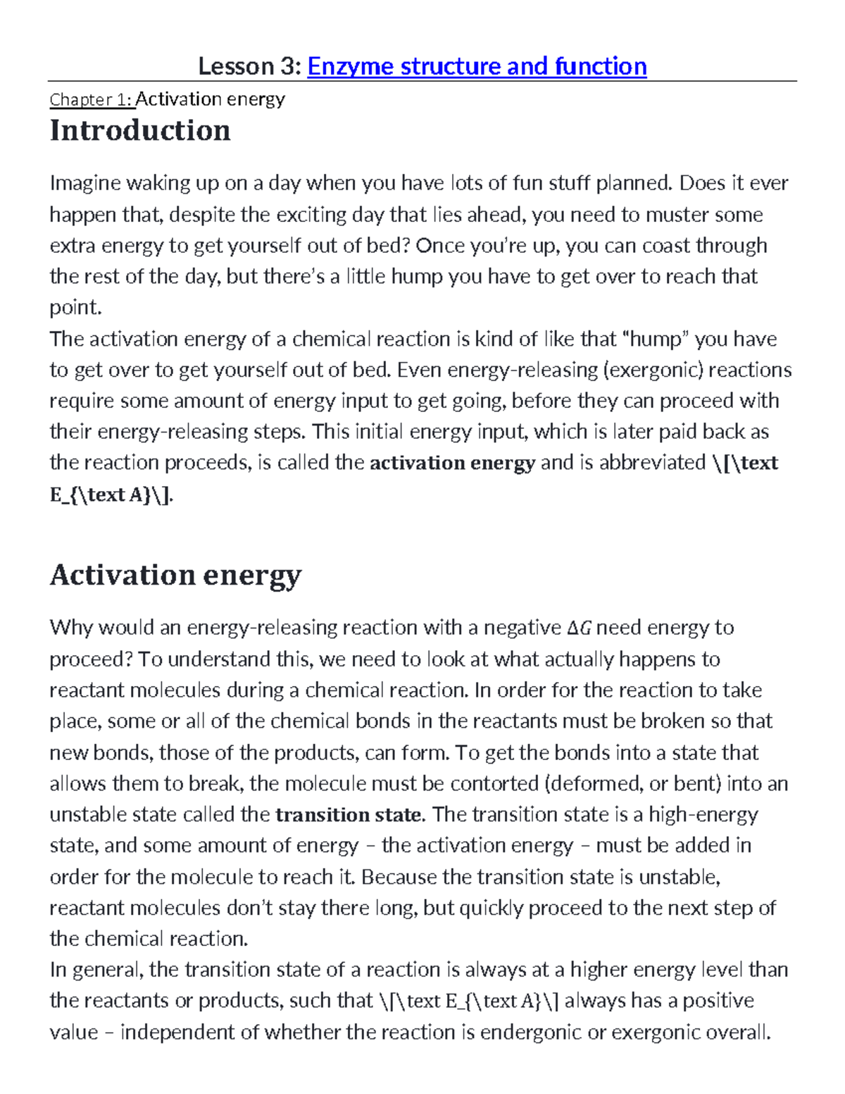 ENZYE STRUCTURE AND FUNCTION - Lesson 3 : Enzyme structure and function ...