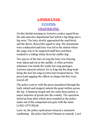 [Solved] Analyses of the novel spiders web by Samuel Wachira - Diploma ...