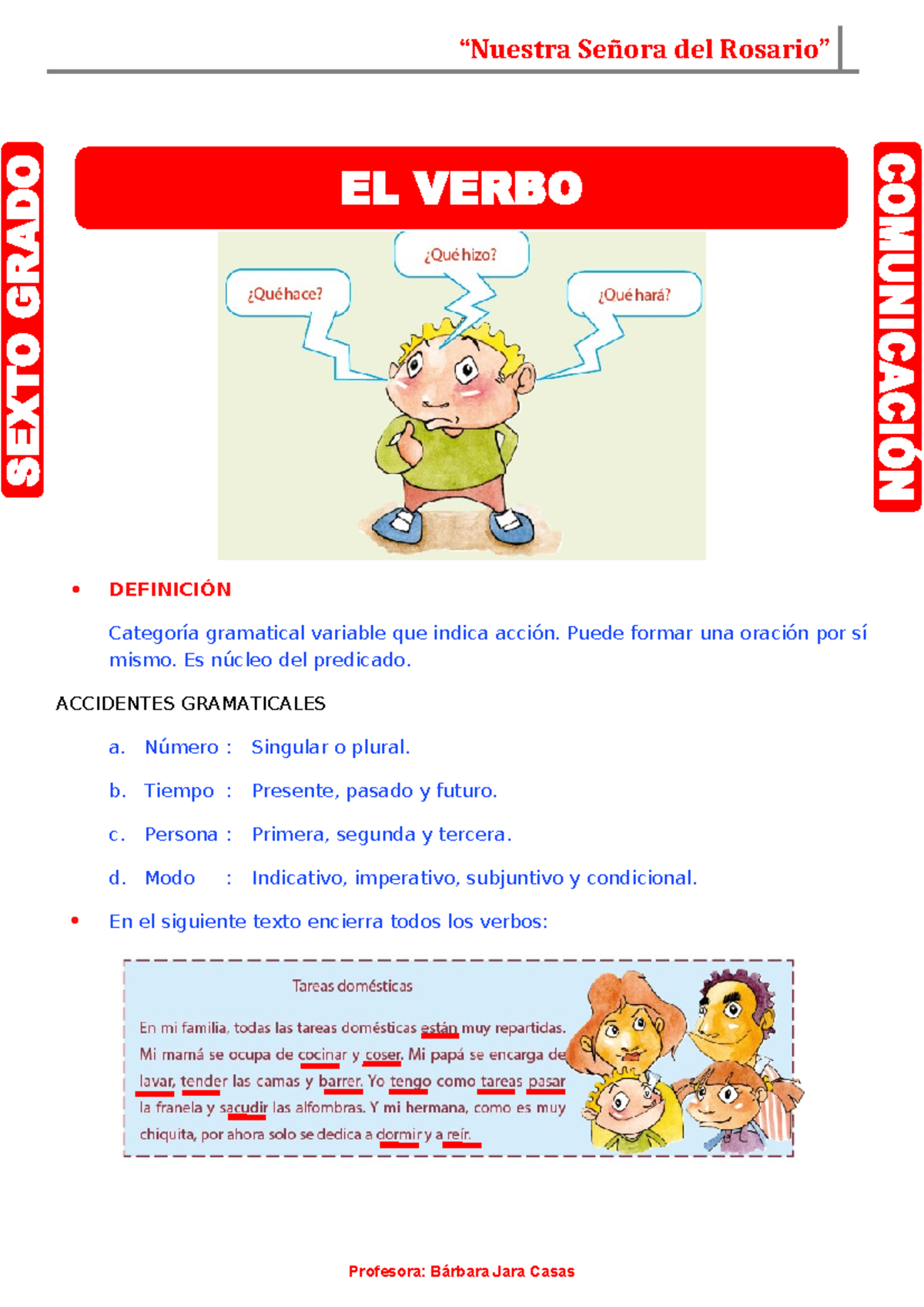 EL Verbo - Ejercicios y Definición (Clase de Gramática) - Studocu