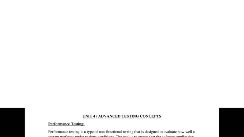 UNIT 4: Advanced Testing Concepts - Performance Testing Overview - Studocu