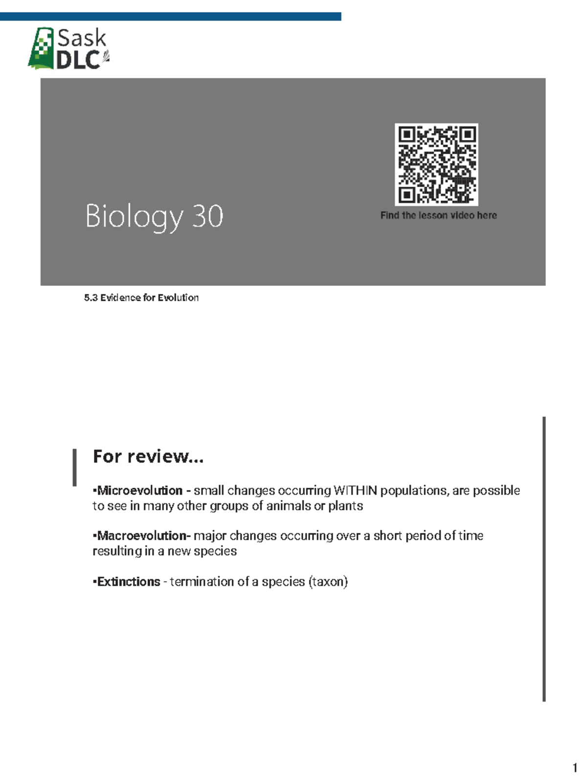 Biology 30: Evidence for Evolution - Overview and Analysis - Studocu