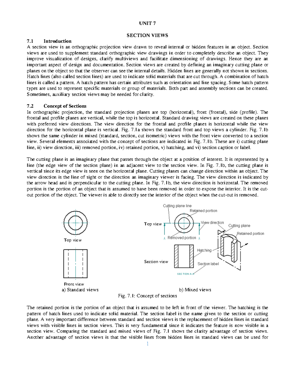 Unit 7: Understanding Section View Drawings in Engineering Design - Studocu