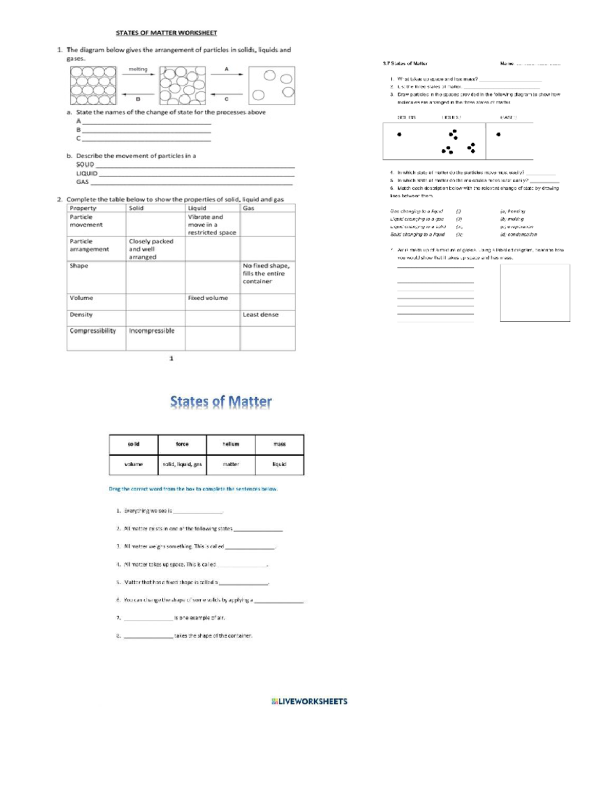 States of Matter and Atomic Structure Worksheet - Studocu