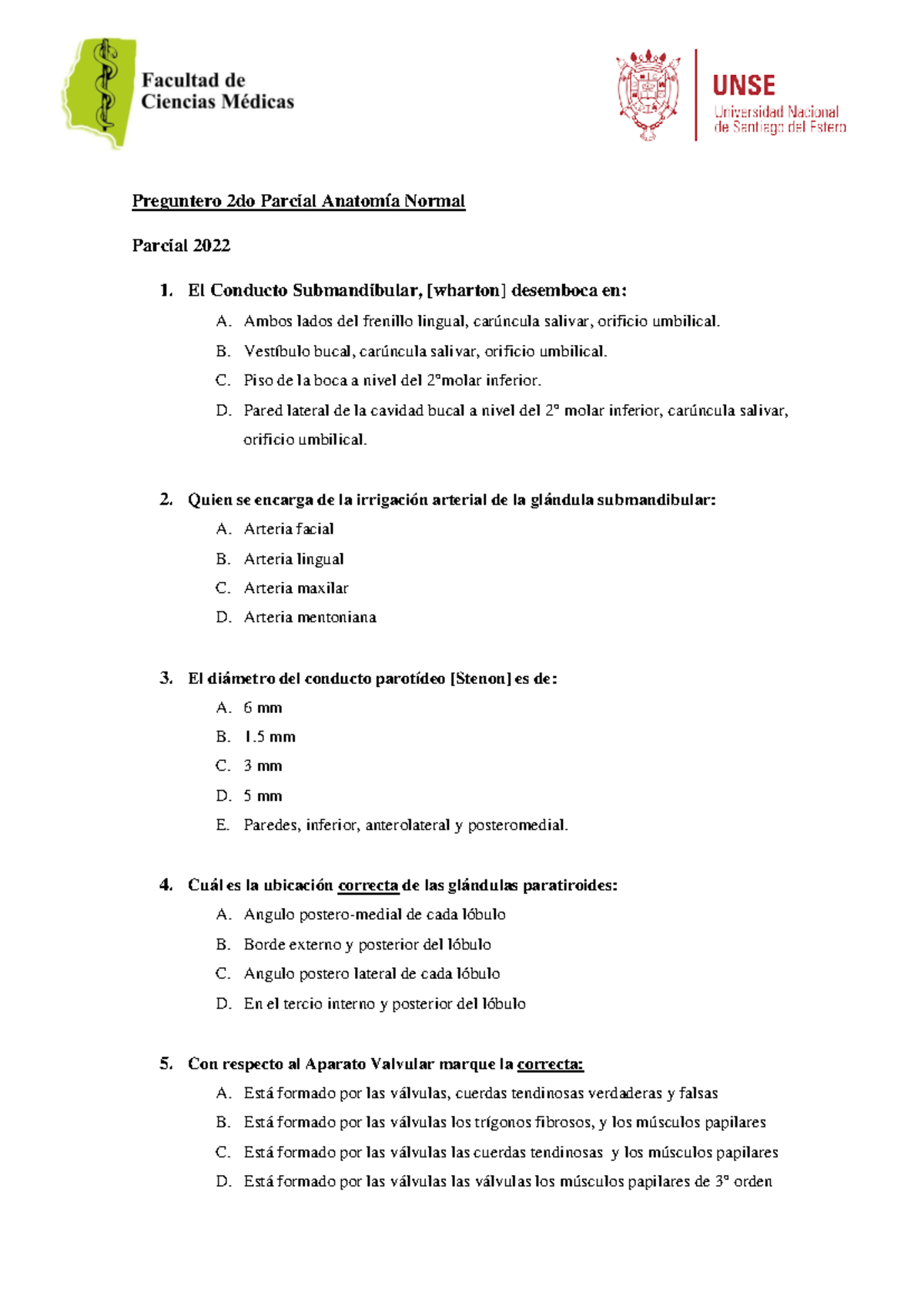 Preguntas y Respuestas - 2do Parcial Anatomía Normal 2022 - Studocu