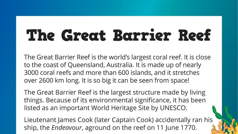 Great Barrier Reef (GBR) Comprehension & Note-Taking Worksheet - Studocu
