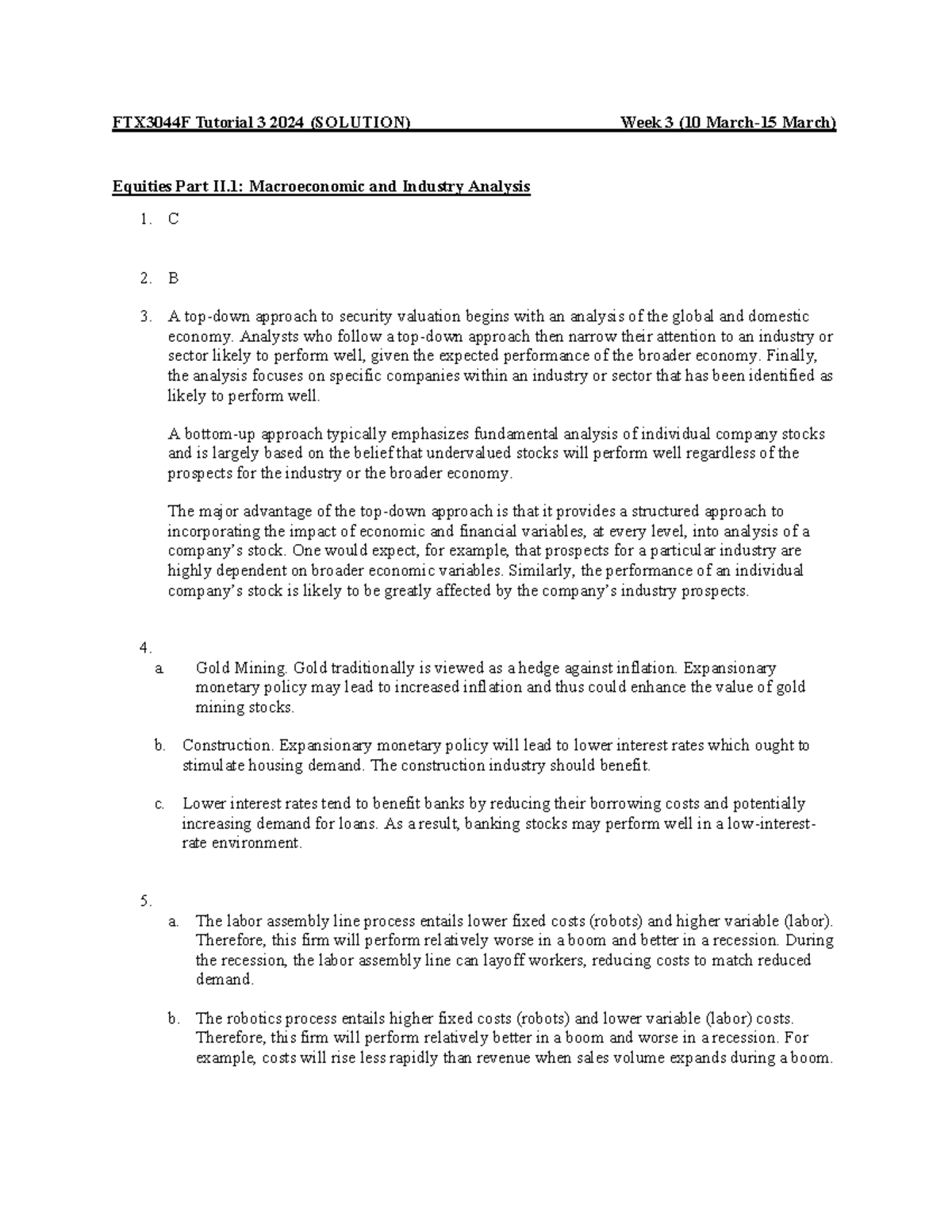 FTX3044F Tutorial 3 Solution 2024 - FTX3044F Tutorial 3 2024 (SOLUTION ...