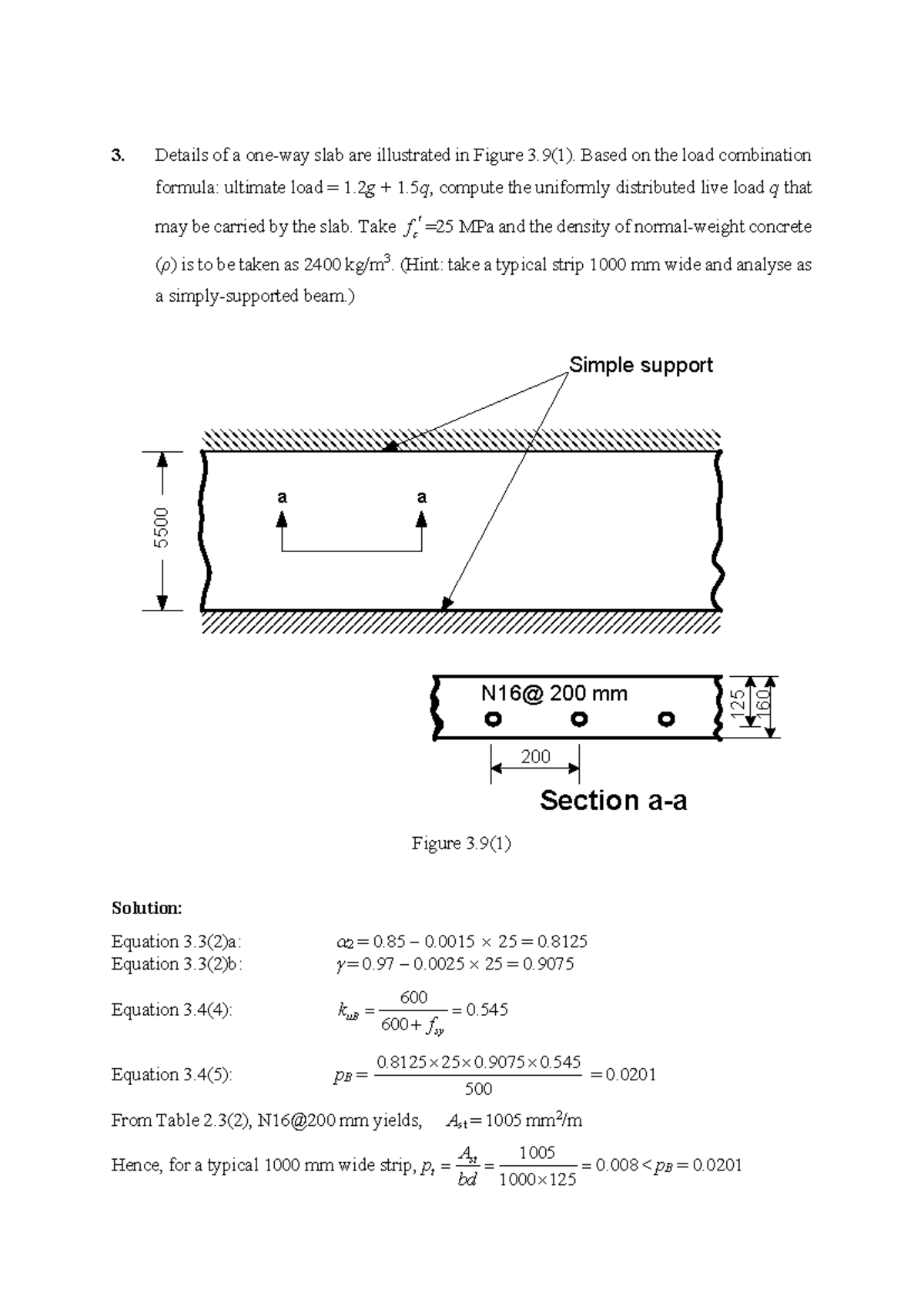 Assignment 1 Solution: Load Calculation for Slab and Beam Analysis ...