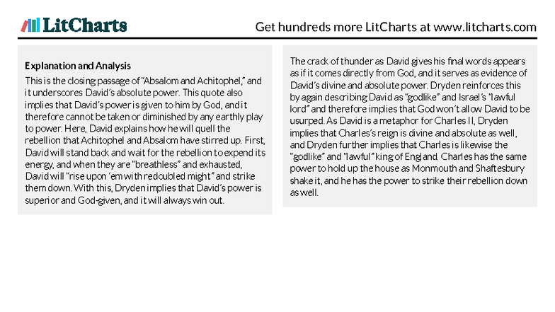 Absalom and Achitophel: Analysis of Divine Power in Dryden's Work - Studocu