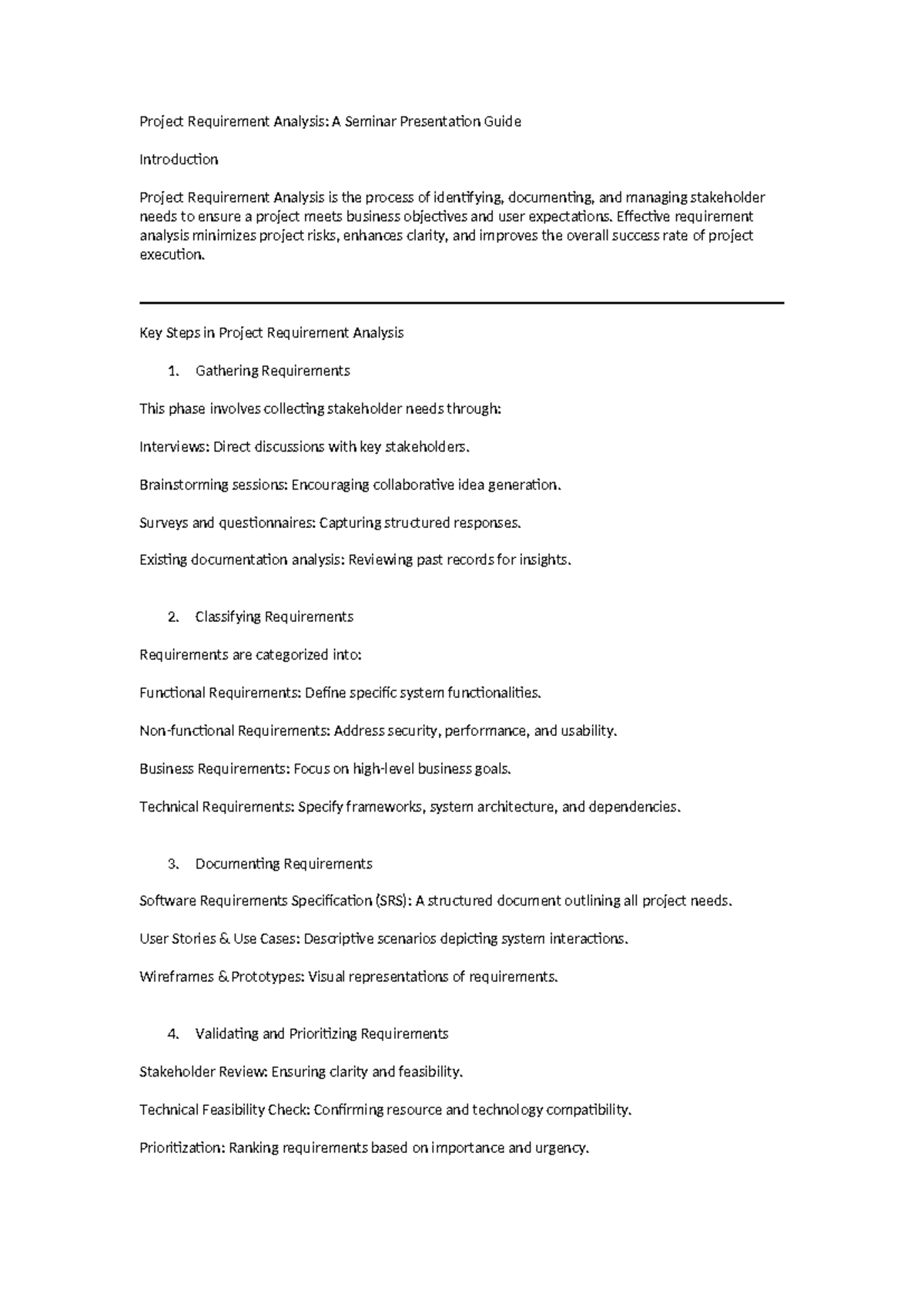 Project requirement analysis refined - Project Requirement Analysis: A ...