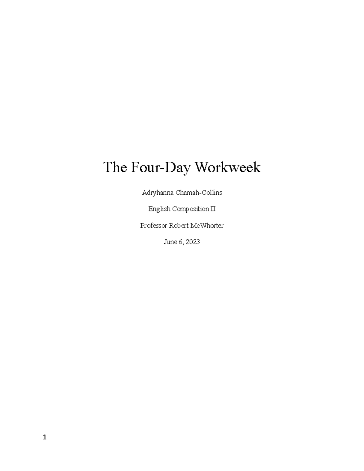 ENG 102: The Benefits and Challenges of a Four-Day Workweek Essay - Studocu