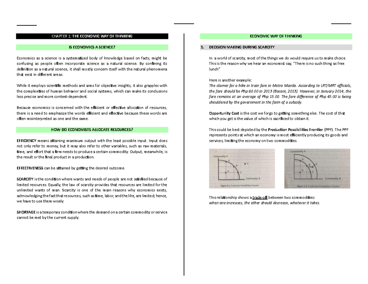 Econ-reviewer - ..... - CHAPTER 1: THE ECONOMIC WAY OF THINKING IS ...