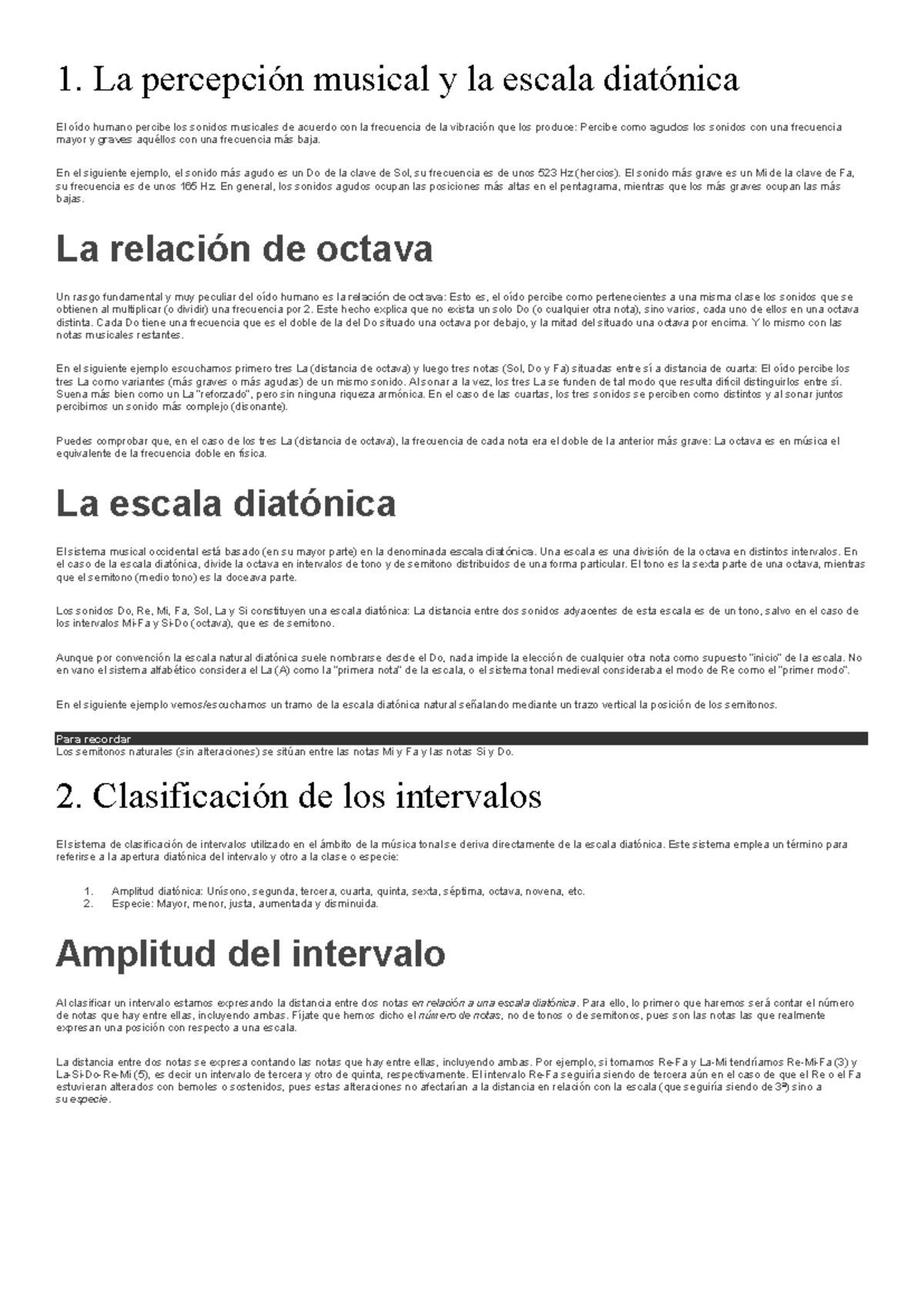 El Oído Armónico Presentación - 1. La percepción musical y la escala ...