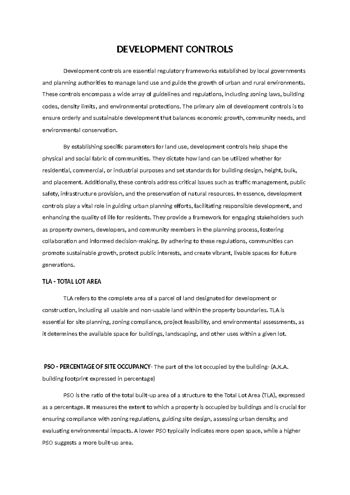 Development Controls Overview - Key Concepts and Regulations - Studocu