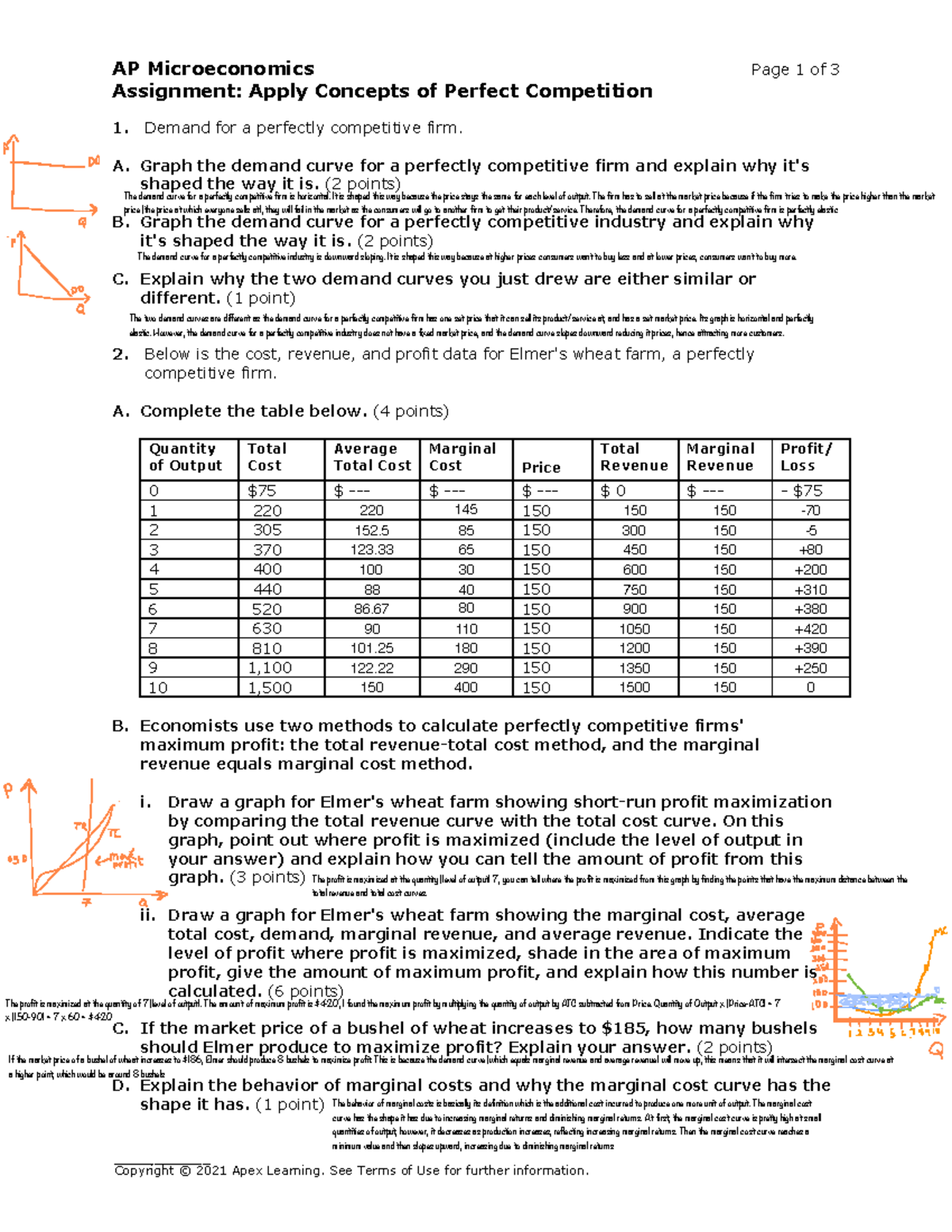 AP Micro 5.1.5 Practice: Perfect Competition Concepts and Graphing ...
