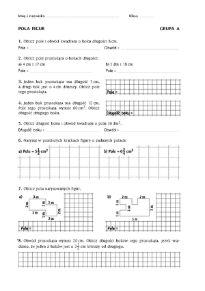 715679405 Praca Klasowa - Dział 6: Pola Figur i Obwody - Studocu