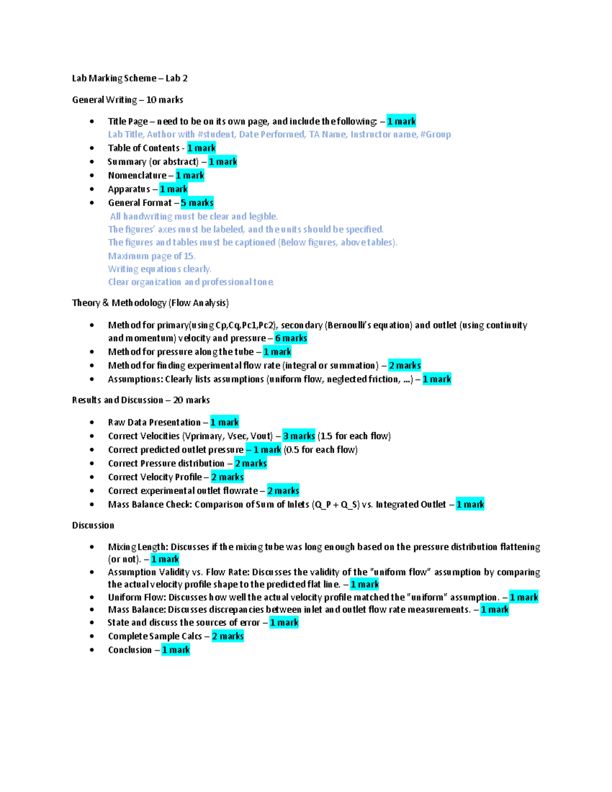 Lab 2 Marking Scheme: General Writing Guidelines (10 Marks) - Studocu