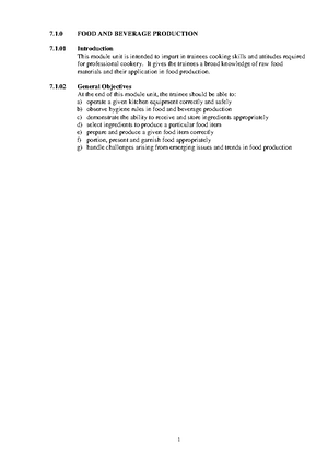 FOOD Production Theory - FOOD PRODUCTION THEORY: TOPIC ONE: KITCHEN ...