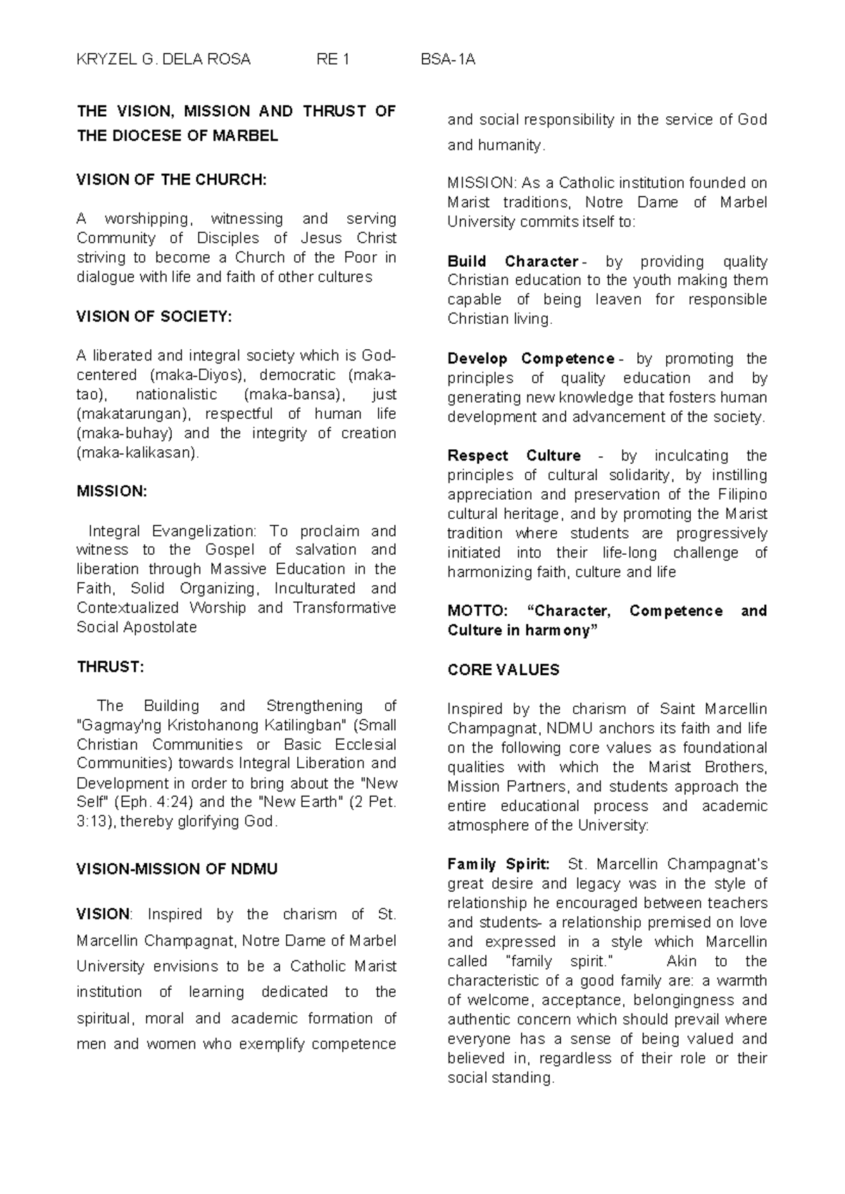 RE 111 Lesson 2 Content - VISION, MISSION, & THRUST OF THE PHILIPPINE ...