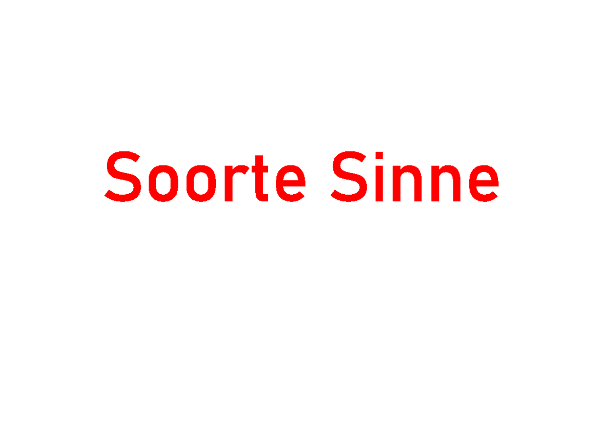 Soorte Sinne: Algemene, Vraagsin, Uitroepsin & Bevelsin - Studocu