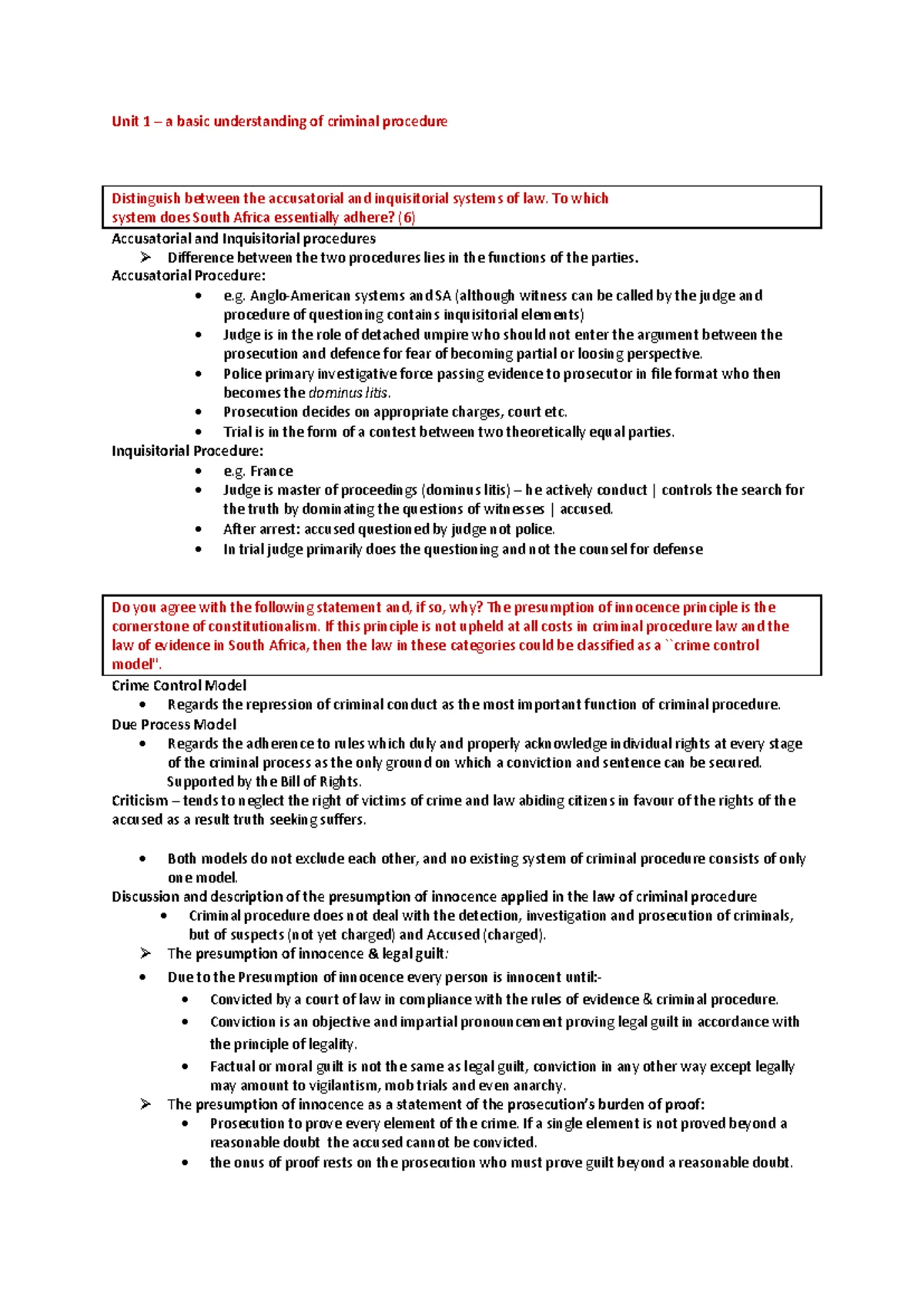Criminal Law Practice Summary: Rights of the Accused & Legal Procedures ...