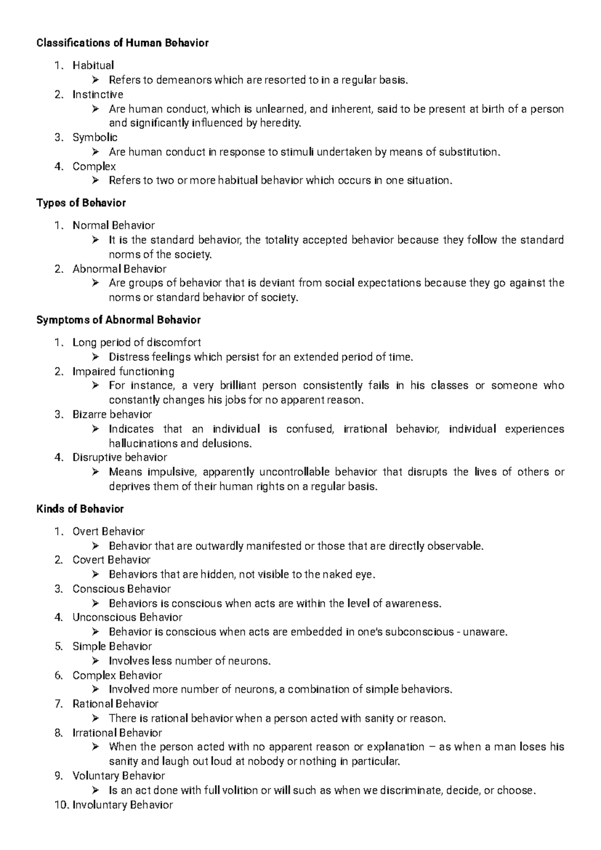 Psychology 101: Classifications and Aspects of Human Behavior - Studocu