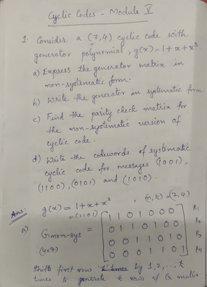 ITC Module 4 LBC theory and Problems - Kimian Block Codus - Module 1 LBC) ho hat C- oooo, 1loo ...